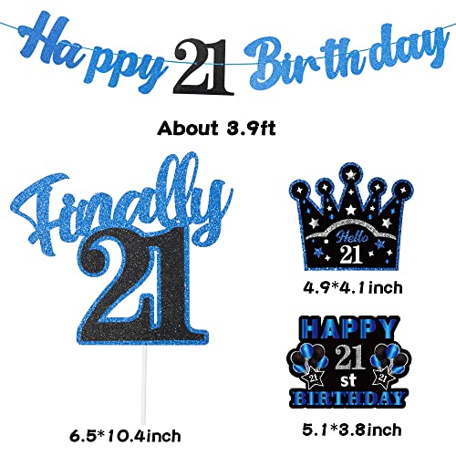 Snapklik.com : 42pcs 21st Blue Birthday Banner Party Decorations, Hello ...