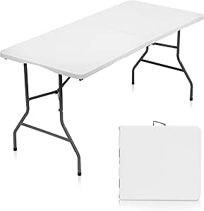 Amazon.com: BNOIN 5 Foot Folding Table Foldable Table with HDPE Top ...