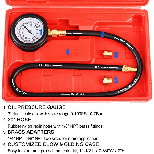 Snapklik.com : JIFETOR Oil Pressure Tester Kit, Professional Engine ...
