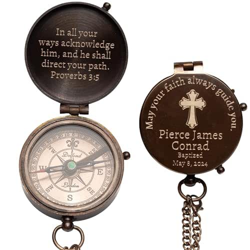 Amazon.com: SFdizayn Custom Engraved Compass Baptism Gift for Boys ...