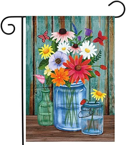 Amazon.com : Welcome Spring Floral Garden Flag 12x18 Double Sided ...