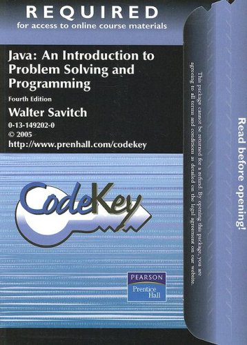 Java Student Access Code: An Introduction to Problem Solving and Programming (CodeKey): Savitch ...