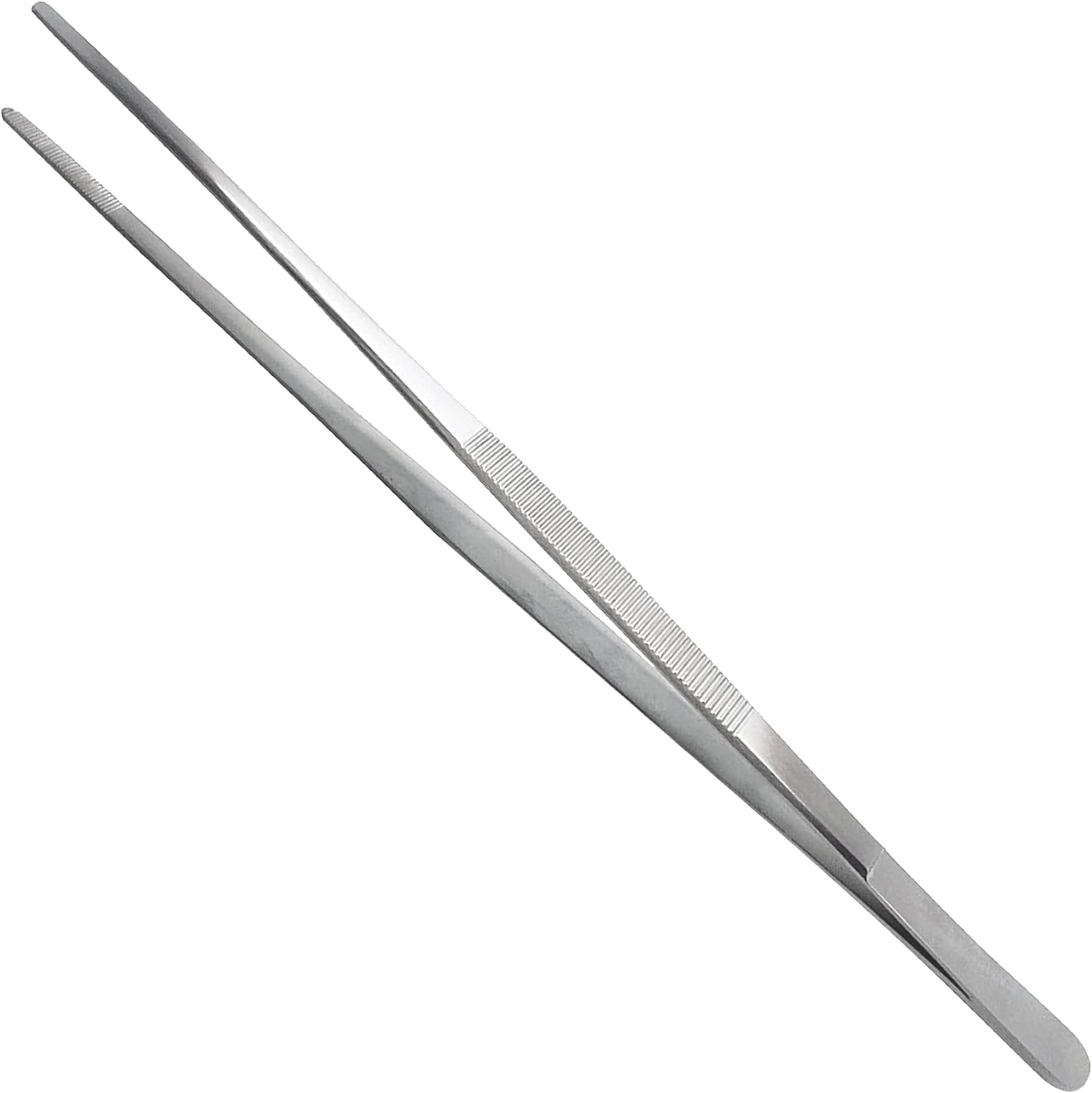 SE 12-Inch Stainless Steel Tweezers - Durable Knurled Handle Serrated ...