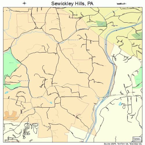 Large Street & Road Map of Sewickley Hills, Pennsylvania PA - Printed ...