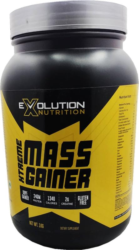 EVOLUTION NUTRITION Xtreme Mass & Weight Gainer With High Calories 1340 for Bulk Gain for Pre ...