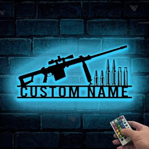 Amazon.com: Custom Gun Metal Sign with LED - Personalized Sniper Rifle ...