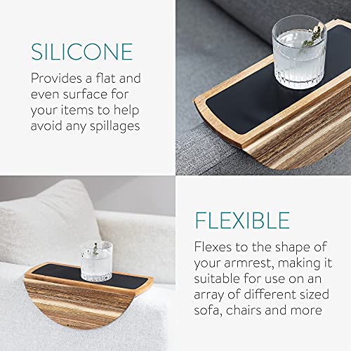 Navaris Arm Rest Tray – Flexible Real Wooden Acacia Sofa Armchair Arm ...