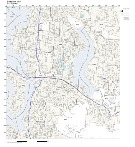 ZIP Code Wall Map of Bellevue, WA ZIP Code Map Laminated: Amazon.com ...