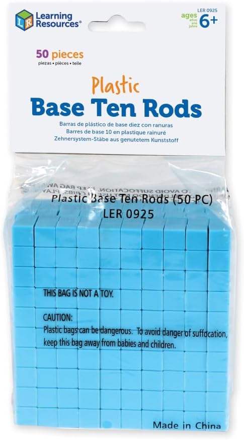 Amazon.com: Learning Resources Plastic Base Ten Rods, Set of 50 ...