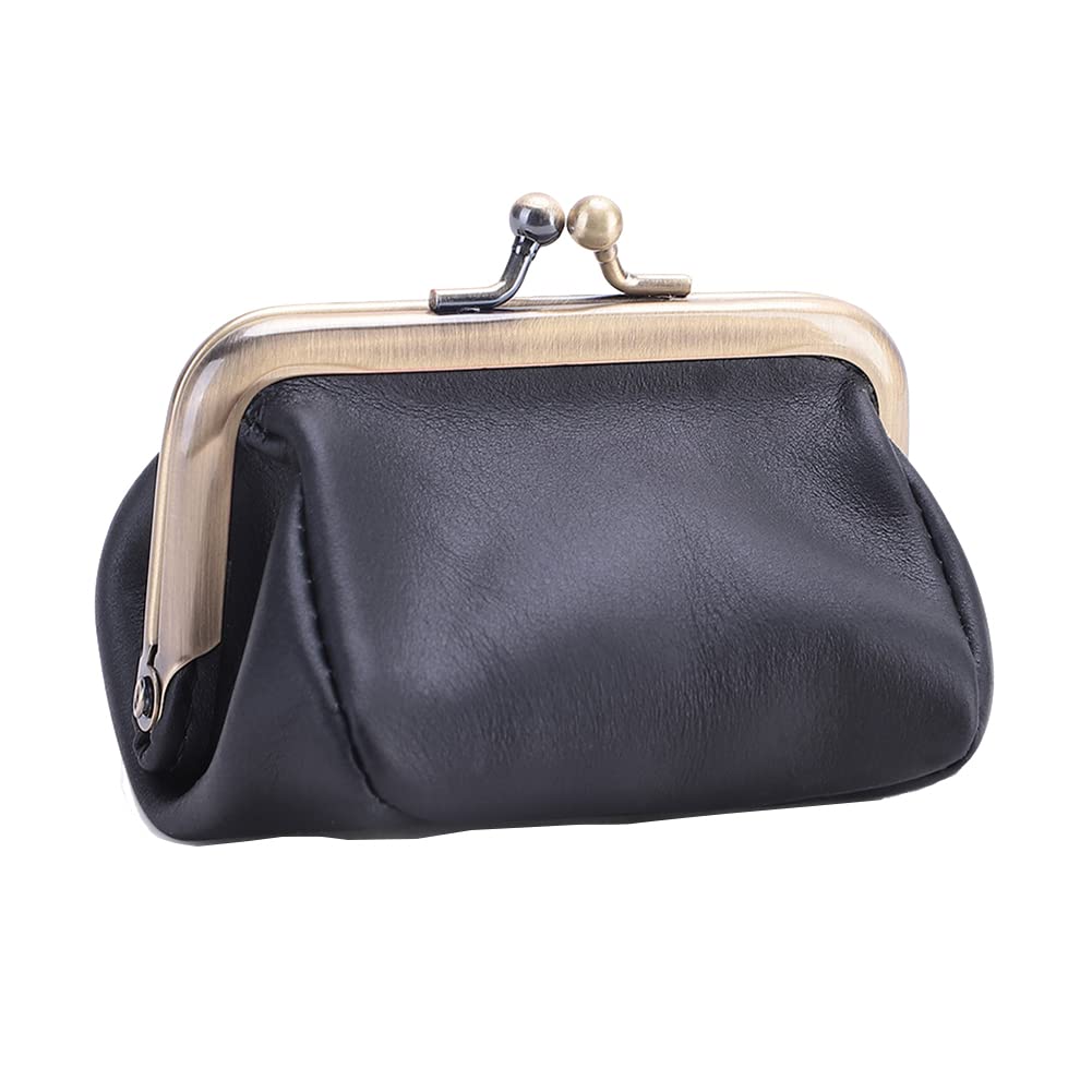 Amazon.com: ZZHAOYI Genuine Leather Mini Vintage Coin Purse Kiss Lock ...