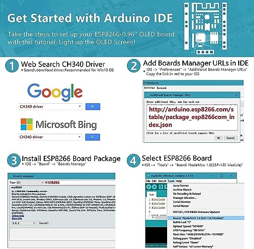 Node Mcu Esp8266 Development Board Xtvtx 2 Pcs Esp8266 With 096 Inch Oled Display Ch340 Driver