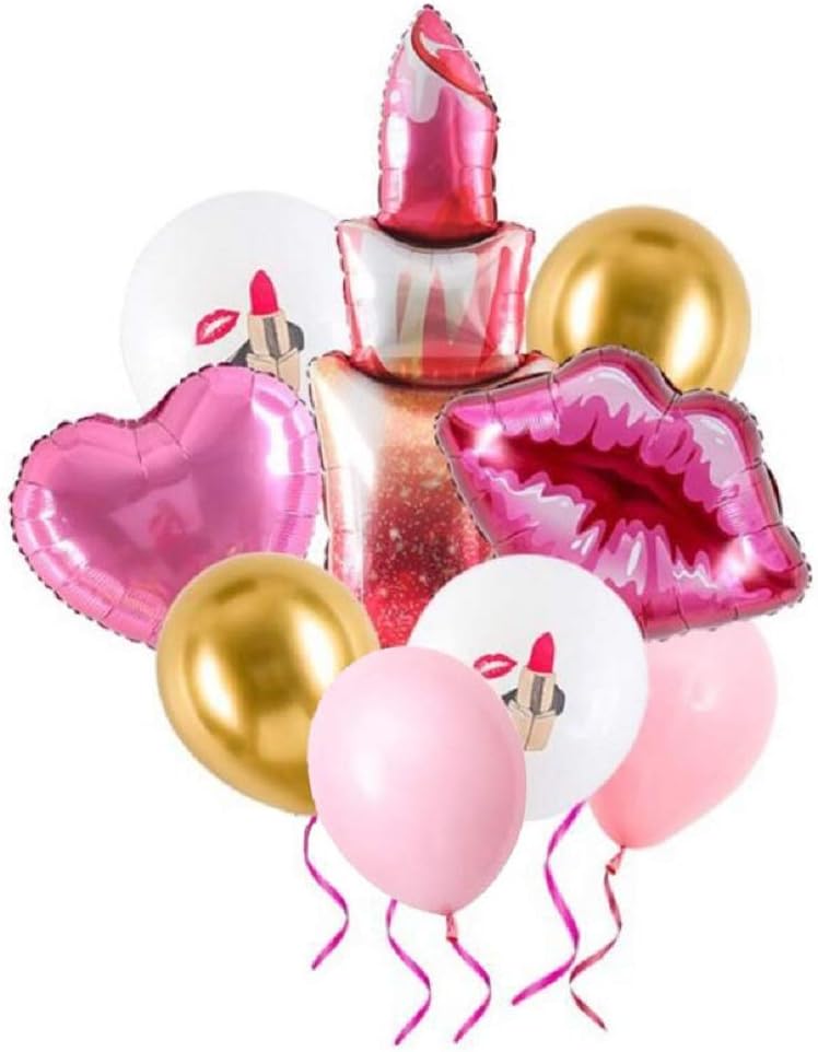 JeVenis 9 PCS Lip Balloons Lipstick Balloons Makeup Birthday Party ...