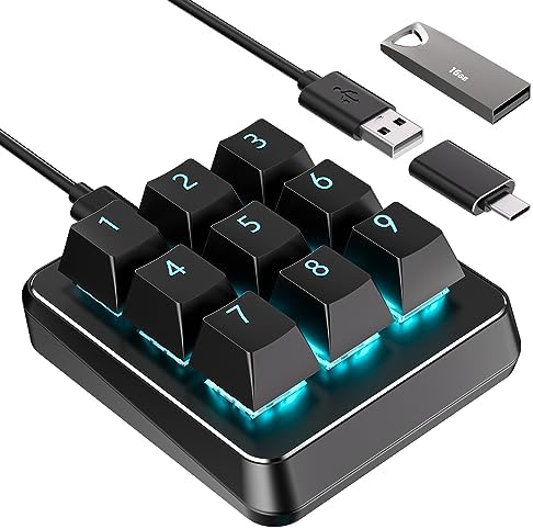 Amazon.com: AIRUSAN One-Handed Mechanical Keyboard, RGB LED Backlit Macro Keyboard, 9 Fully ...