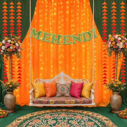Party Propz Mehendi Backdrop Decoration Set - 12 Pcs Mehendi Decoration ...