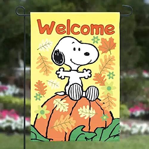 Amazon.com : Jetmax Peanuts Snoopy Welcome Fall Garden Flag,12" x 18 ...