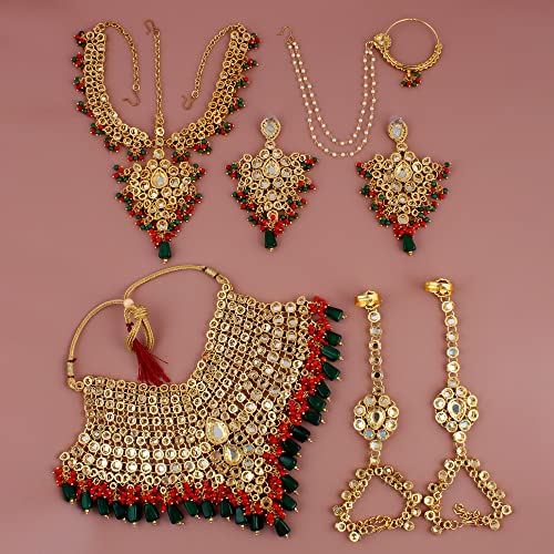 Buy Lucky Jewellery Traditional 18k Gold Plated Designer Multi Color ...