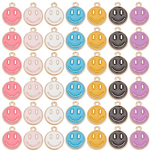 96Pcs Smiley Face Charms Pendants Alloy Enamel Charms Happy Face ...