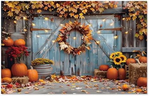 Amazon.com : Fall Photography Backdrop, Autumn Pumpkin Harvest Backdrop ...