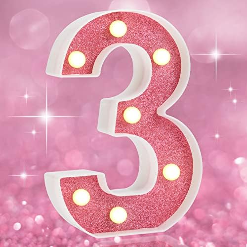 Amazon.com: Marquee Numbers Lights, Glitter Pink Light Up Numbers for ...