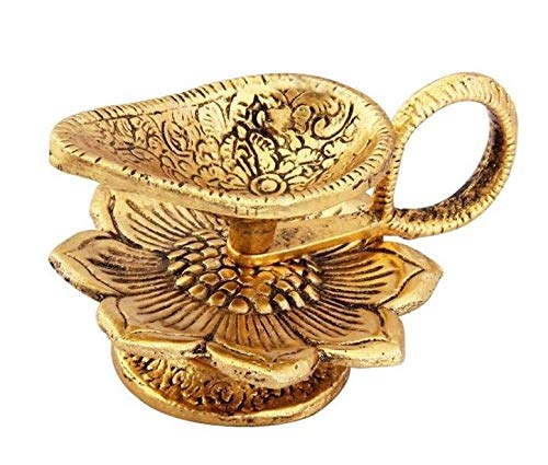 Buy Crafticia Metal Chirag Diya For Pooja or Puja Deepak Article ...