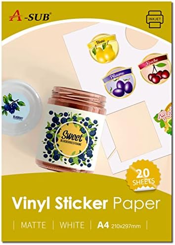 A-SUB White Matte Premium Waterproof Printable Vinyl Sticker Paper ...