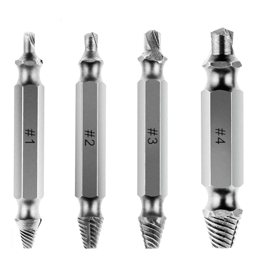4 Pcs Double Head Damaged Screws Extractor Kit Stripped Screw Remover ...