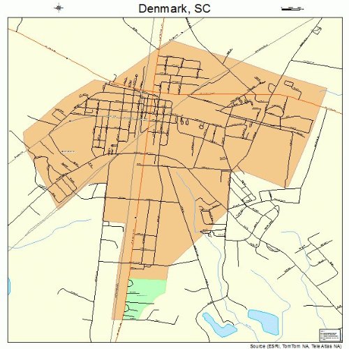 Large Street & Road Map of Denmark, South Carolina SC - Printed poster ...