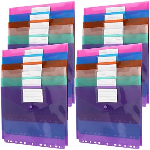 MUKLEI 28 Pack A4 Punched Wallets Folders, 7 Colours Plastic Document ...