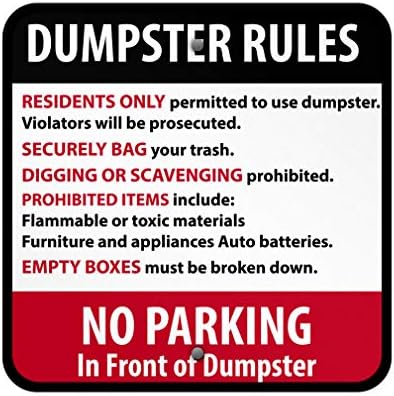 Amazon.com: Honey Dew Gifts, Dumpster Rules No Parking in Front of ...