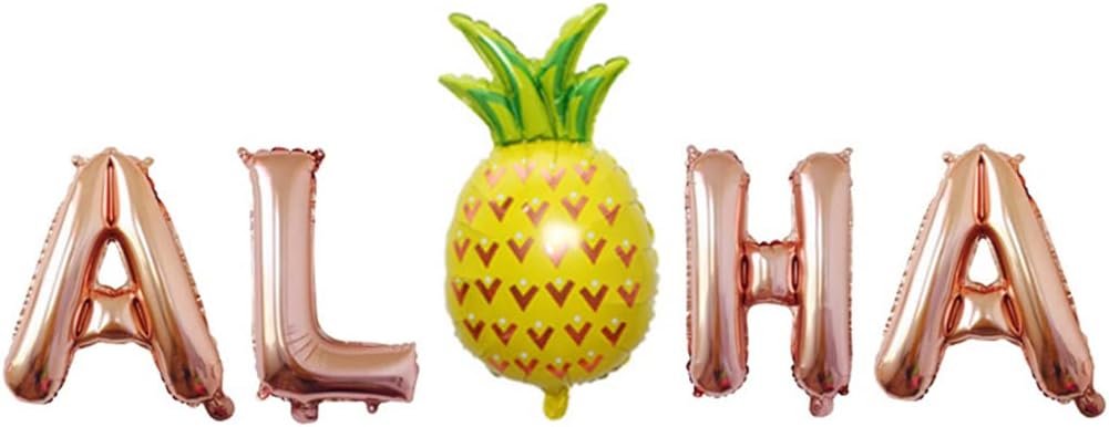 Amazon.com: BoningNEW 1Set ALOHA Pineapple Balloons Rose Gold Aloha ...