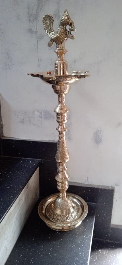 Buy E-Handicrafts Metal 30 Inch Brass Mahabharat Diya Kuthu Vilakku ...