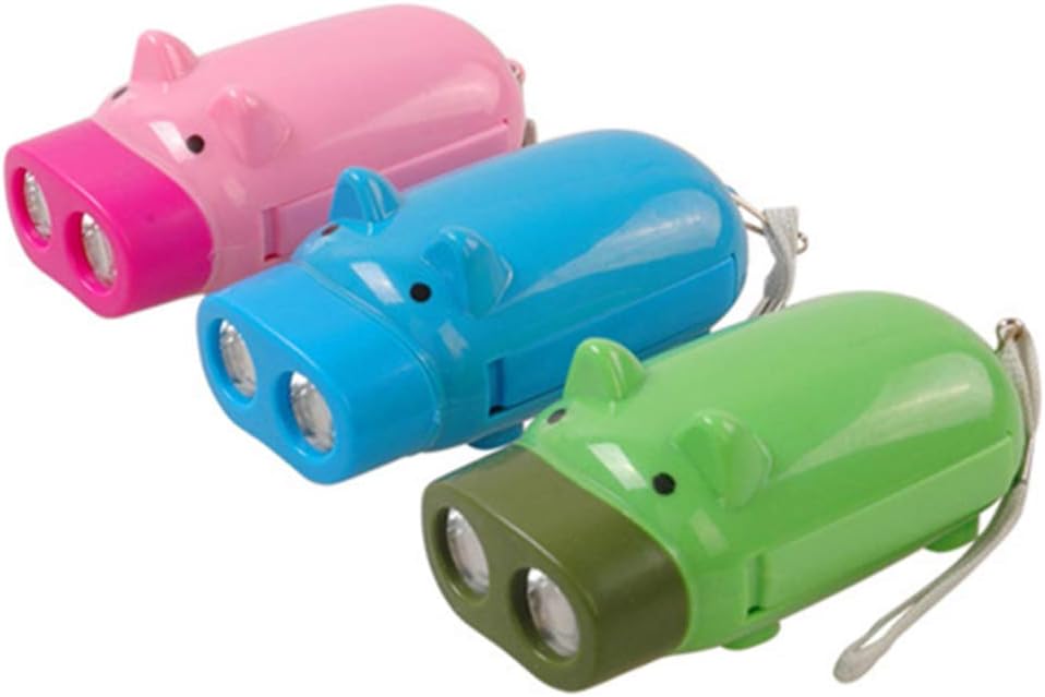 STOBOK 3pcs Hand Pressing Flashlight Cartoon Pig Flashlights Hand Crank ...