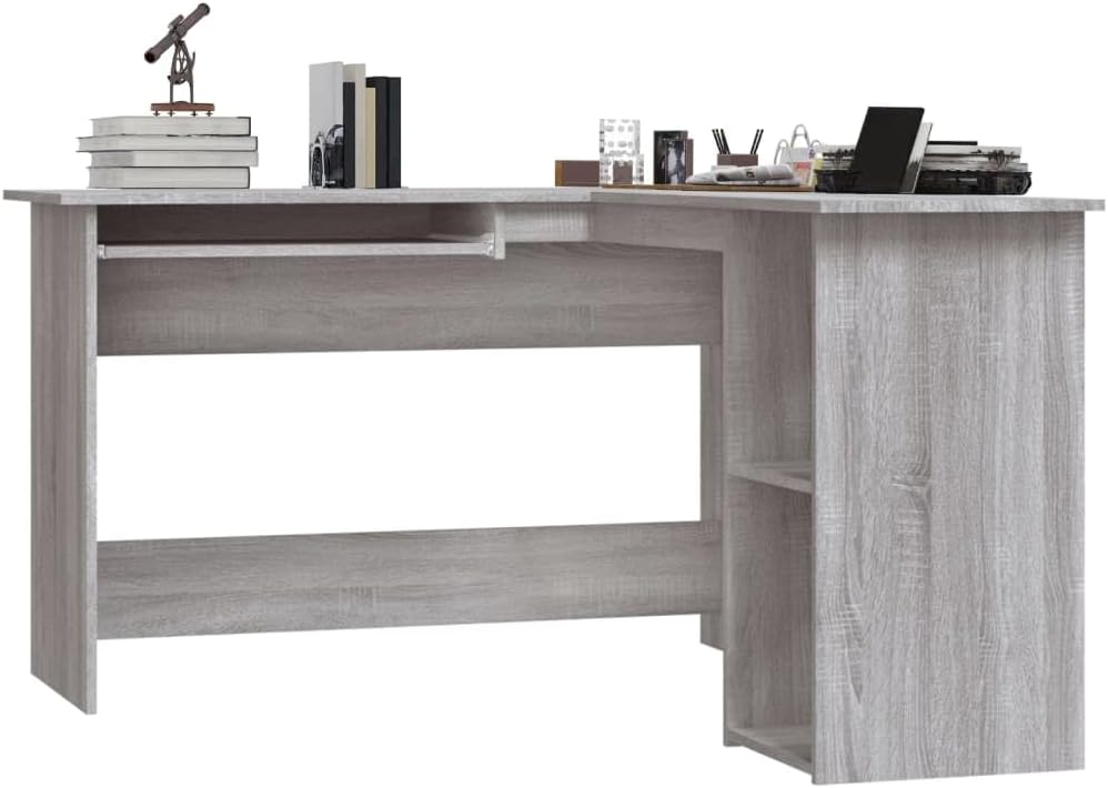Natulvd L-Shaped Corner Desk with Open Shelves & Pull-Out Keyboard Tray ...