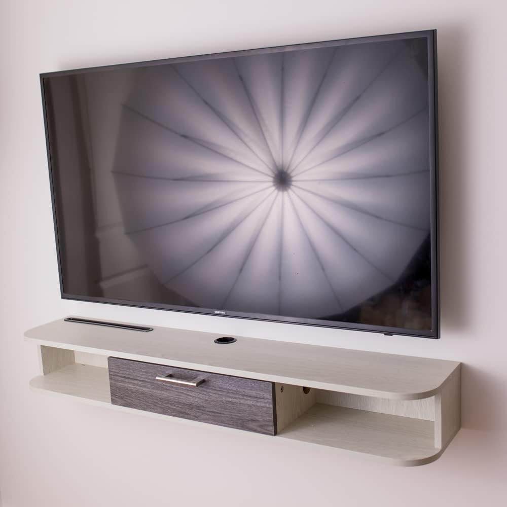 Amazon.com: Floating TV Stand with Power Outlet - Wall-Mounted Floating ...