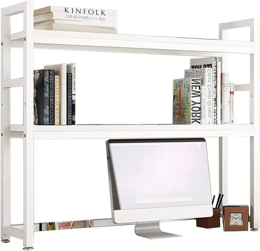 Amazon.com: 2 Tier Adjustable Countertop Hutch Bookshelf,Desktop ...