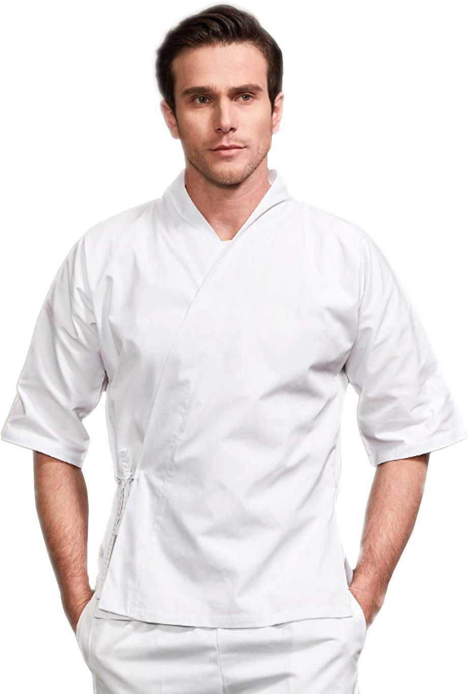 Amazon.com: Sushi Chef Coat Japanese Restaurant Uniform White: Clothing ...