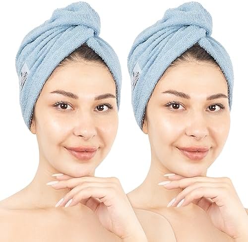 Amazon.com: 100% Cotton Hair Wrap Towels for Women, Pack of 3 ...