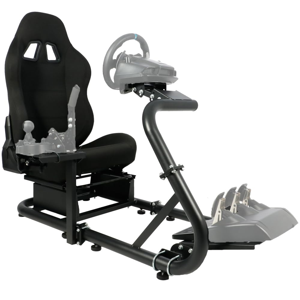 Amazon.com: Gazzyt Racing Simulator Cockpit with Black Racing Seat ...