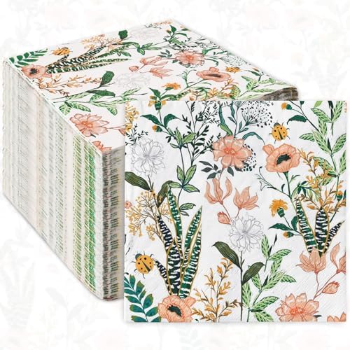 Amazon.com: AnyDesign 80 Pack Floral Paper Napkins Tropical Flower ...