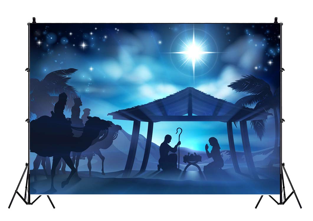 Buy Leowefowa 7x5ft Shabby Thatched Nativity Scene Backdrop for Church ...