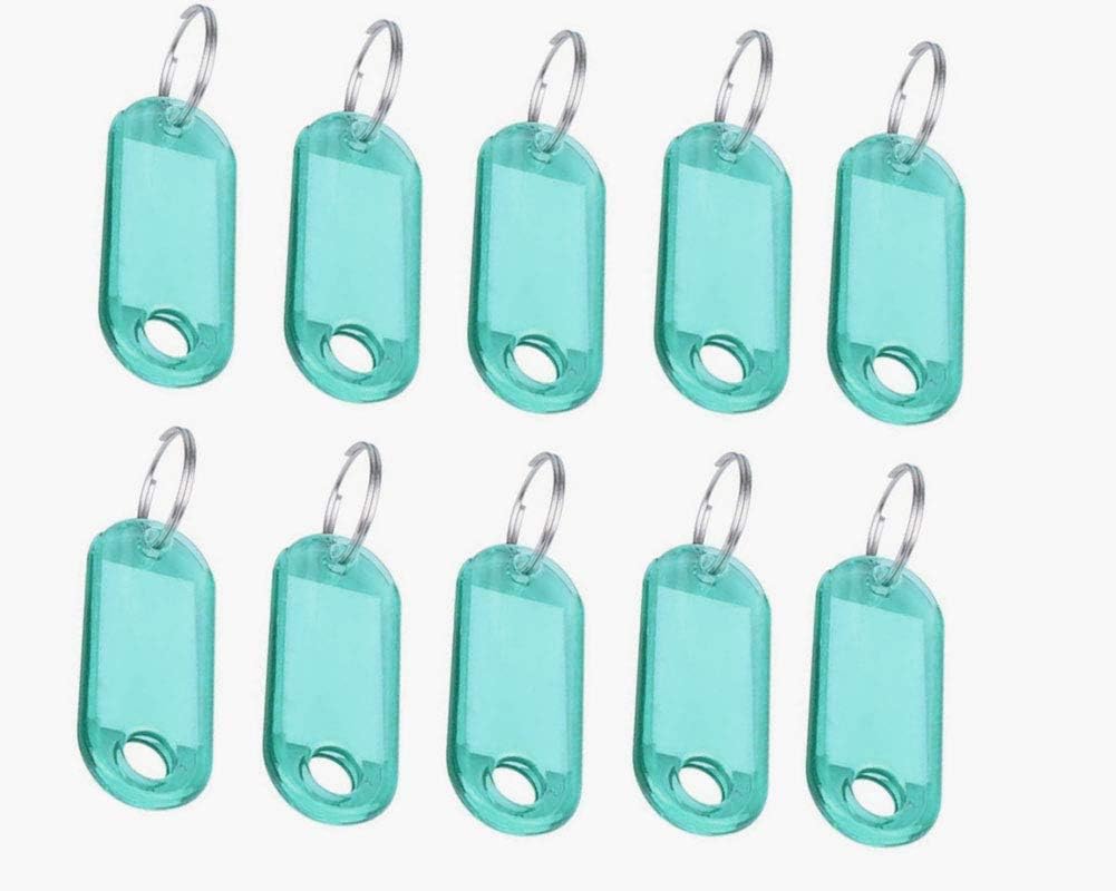 Amazon.com : 100pcs Clear Plastic Key Tags Id Label with Key Chain Tag ...
