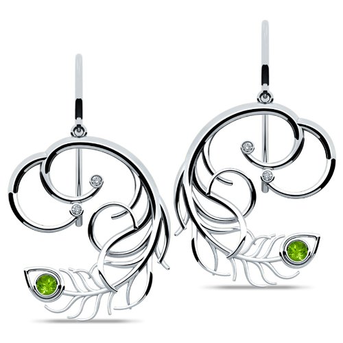 Buy CaratLane Mayur Peacock Feather 14k White Gold and Diamond Drop ...