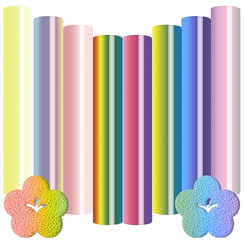 Puff Vinyl Heat Transfer 3D - Puff HTV Vinyl Gradient Colour 8 Sheets ...