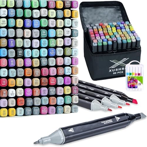 Amazon.com: ANCEPO 80 Colors Dual Tip Alcohol Markers Set, Brush and ...