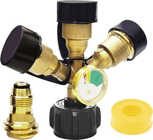 Amazon.com : 3 Way Propane Tank Splitter QCC/POL with Regulator Gauge ...
