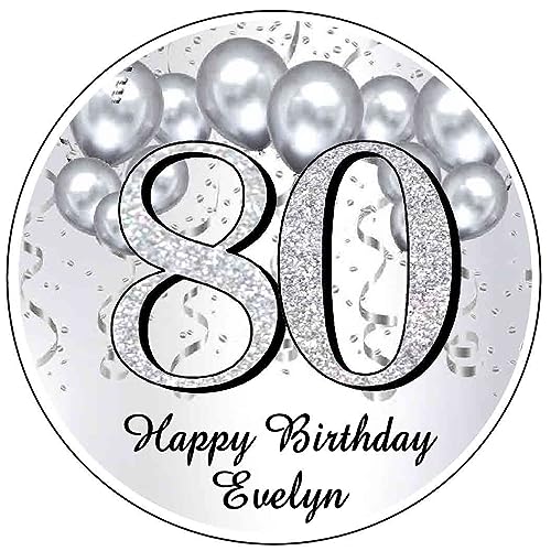 Amazon.com: SILVER 80TH BIRTHDAY PARTY FAVOR STICKERS LABELS ...