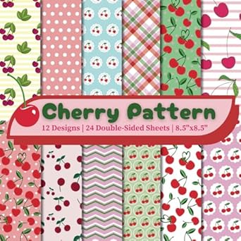 Cherry Pattern Scrapbook Paper Craft Pad: 12 Cherries Designs, 24 ...