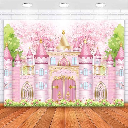 Ayayiya Princess Castle Birthday Backdrop Pastel Watercolor Pink Royal ...