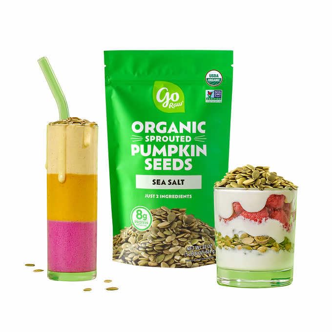 Go Raw Semillas de calabaza orgánicas germinadas con sal marina, 22 ...