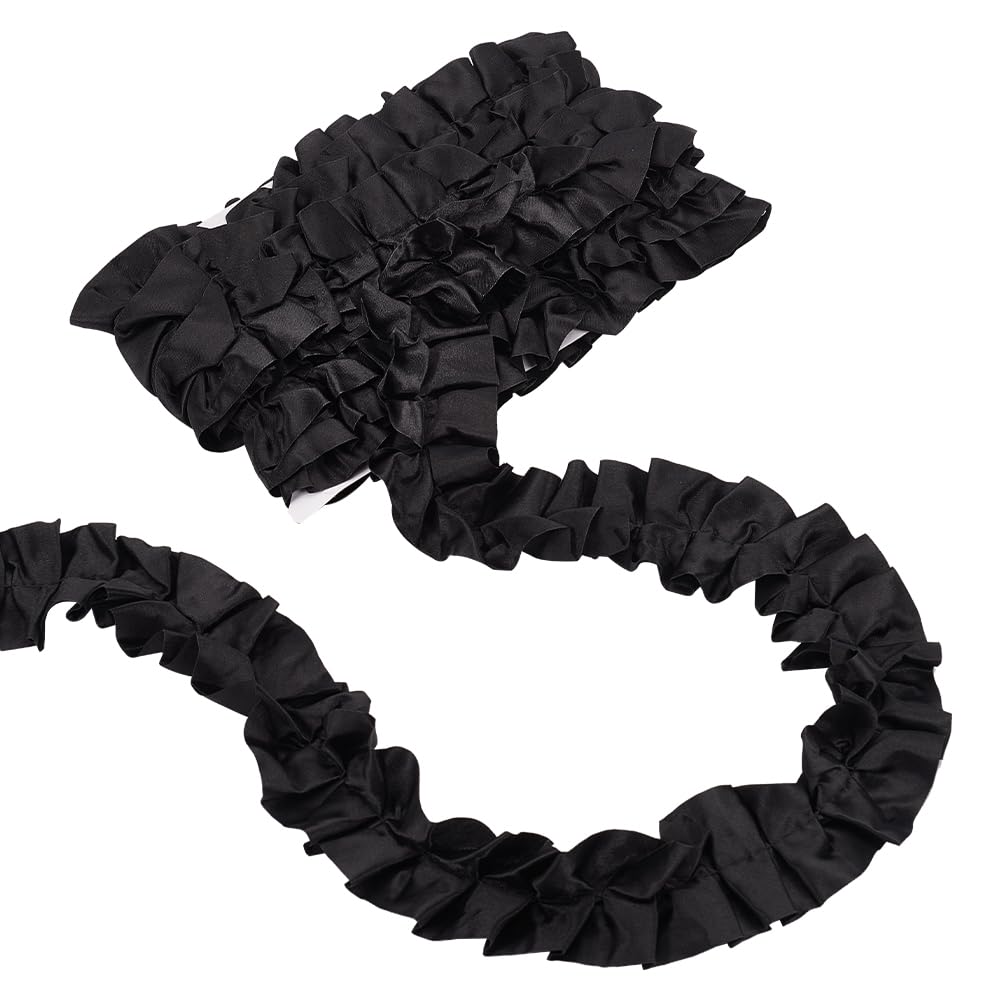 Amazon.com: BENECREAT 5 Yards Black Pleated Wavy Ribbon, Ruffle Satin ...